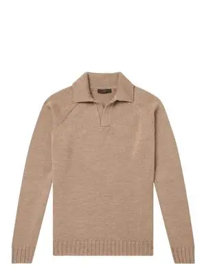 SLOWEAR Zanone Slim-fit Virgin Wool Polo Sweater - Neutrals
