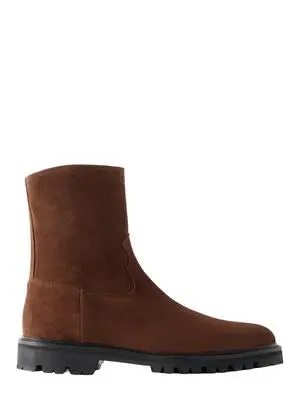 VINNY'S Zip-up Suede Boots - Brown