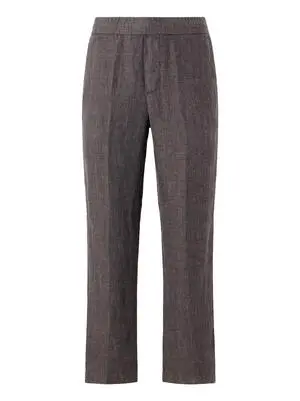 JAMES PERSE Straight-leg Linen Suit Trousers - Brown