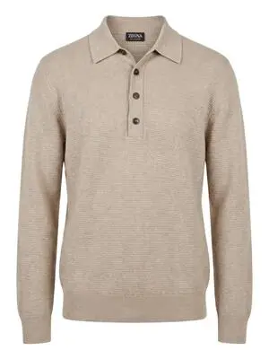 Zegna Long-sleeve Polo Shirt - Beige