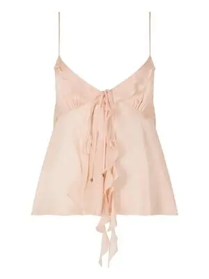 Chloé V-neck Thinstrap Camisole With Frills - Pink