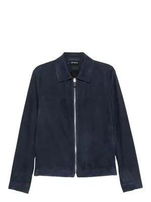 Zegna ZEGNA Suede Zip-Up Jacket Blue