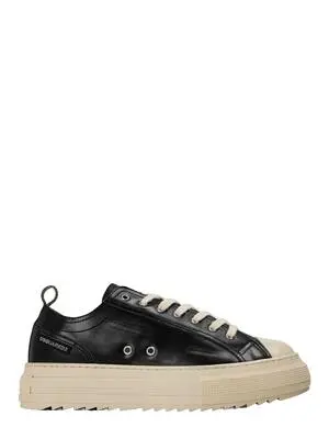 Dsquared2 Leather Lace-up Sneakers - Black
