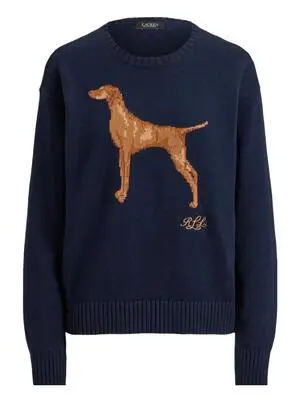 Polo Ralph Lauren Intarsia Dog" Crew Neck Long Sleeve Sweater - No