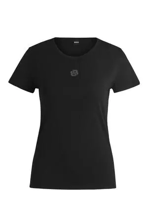 Hugo Boss Crewneck T-shirt With Embroidered Logo - Black