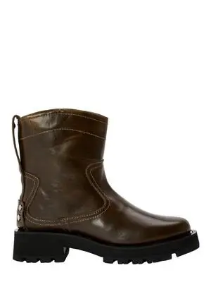 GANNI Studded Crinkle Flat Ankle Boots - Black