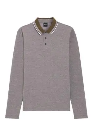 Hugo Boss Cotton Longsleeve Polo  Gray