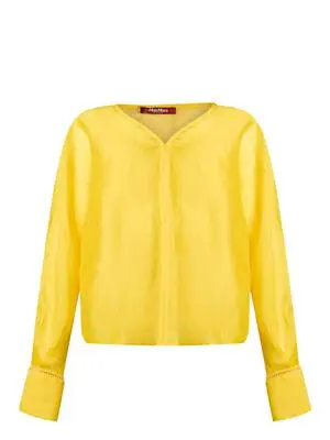 Max Mara V-neck Long Sleeve Knit Top - Yellow