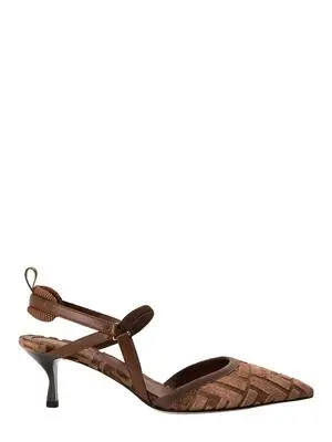 Fendi Toned Jacquard Pointedtoe Sandals - Brown