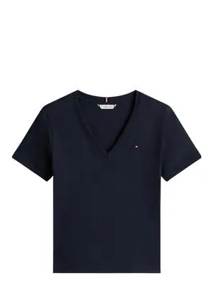Tommy Hilfiger Cotton V-neck Striped T-shirt - Black