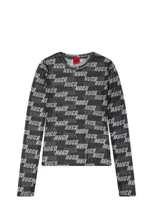 HUGO BOSS HUGO BOSS Mesh Crewneck Long Sleeve Top