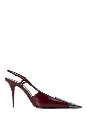 Saint Laurent Burgundy Leather Slingback Pumps - No