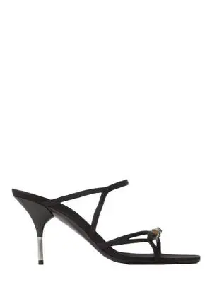 Versace Satin Mules With Medusa Detail - Black