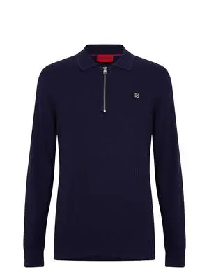 HUGO BOSS Hugo Boss Ribbed Knit Half Zip Polo Shirt