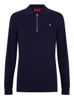 Hugo Boss Ribbed Knit Half Zip Polo Shirt - No