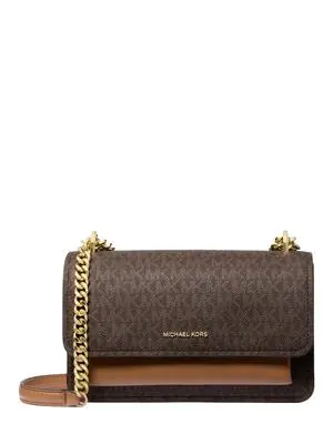 Michael Kors Monogrammed Chain Shoulder Bag - Brown