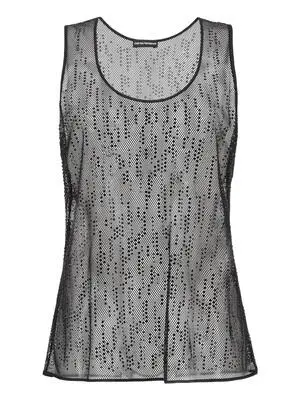 Emporio Armani Sleeveless Jacquard Mesh Top - Black