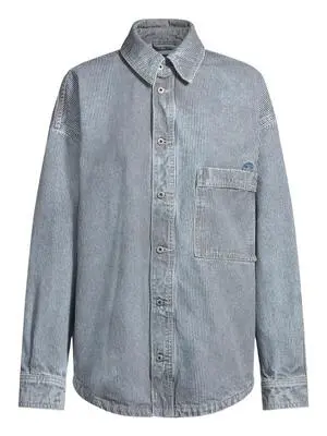 Hugo Boss Vertical Stripe Long Sleeve Shirt - Blue