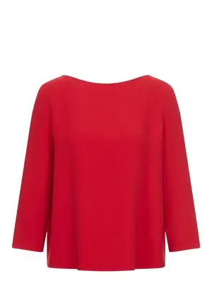 Emporio Armani Boatneck Three-quarter Sleeve Top - Red