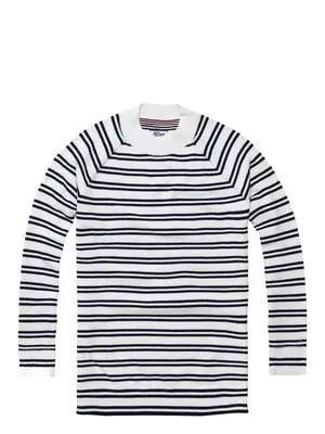 Tommy Hilfiger Horizontal Stripe Crewneck Knit Sweater - White