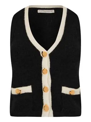 Alessandra Rich V-neck Knit Vest - Black