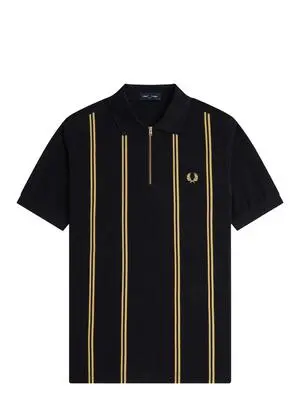 Fred Perry Shortsleeve Striped Polo Shirt - Black