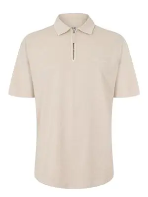 C.P. COMPANY Shortsleeve Zipup Polo Shirt - No