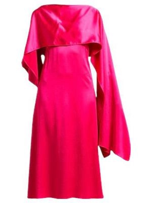 Max Mara Satin V-neck Flowy Dress - Red