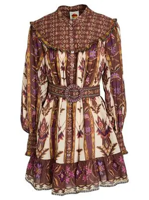 Farm Rio Bohemian Printed Mini Dress - Brown
