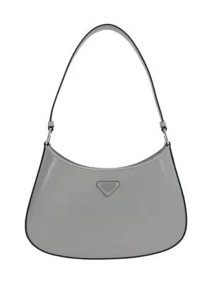 Prada Cleo Brushed Leather Shoulder Bag - Gray