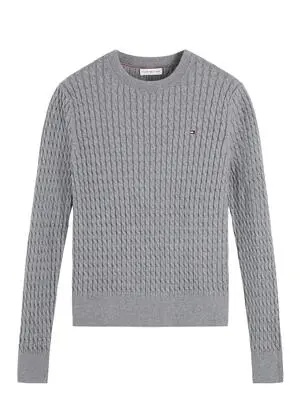 Tommy Hilfiger Cable Knit Crewneck Sweater - Gray
