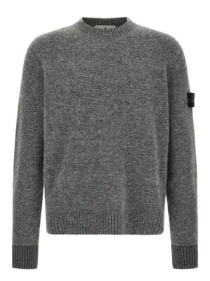 Stone Island Logo-patch Knit Sweater - Gray