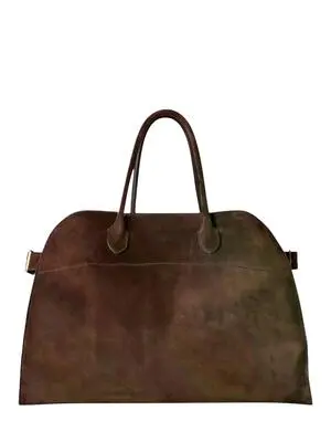 THE ROW Margaux Leather Suede Handbag Brown
