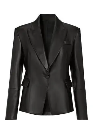 Brunello Cucinelli Nappa Leather Single-breasted Blazer - Black