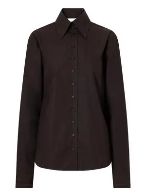 Khaite Ivy Cotton-poplin Shirt - Brown