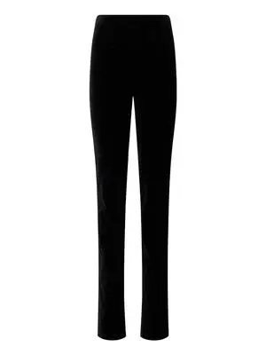 Khaite Ryden Wool-blend Velvet Straight-leg Pants - Black