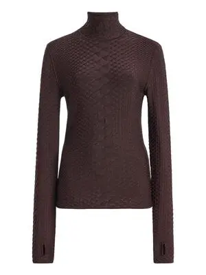 Adam Lippes Sarita Viscose Python Jacquard Turtleneck Top - Brown
