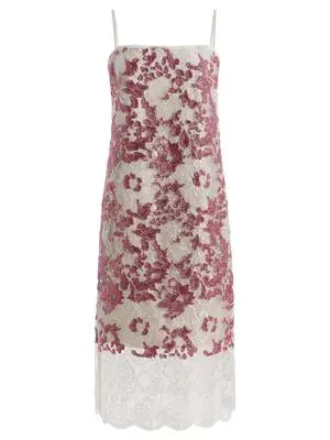 Costarellos Sequined Lace Midi Cami Dress - Pink