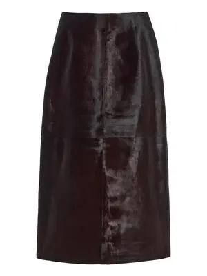 Nour Hammour Alana Pony Hair Midi Skirt - Brown
