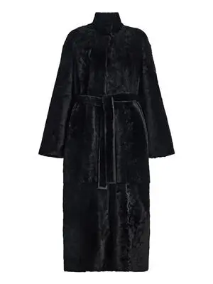 Nour Hammour Grace Shearling Coat - Black