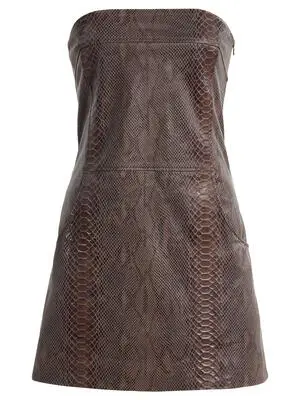 Paris Georgia Audrey Embossed Leather Mini Dress - Brown