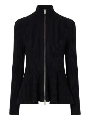 Alaïa Ribbed Wool-blend Zip-up Cardigan - Black