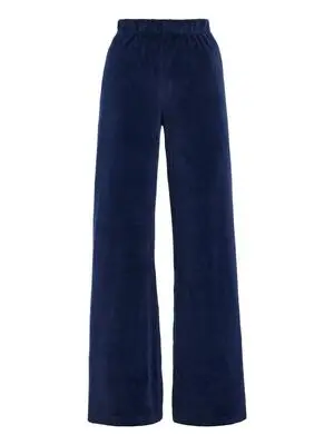 Suzie Kondi Zephyra Velour Straight-leg Pants - Navy