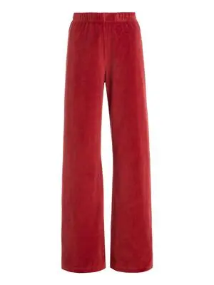 Suzie Kondi Zephyra Velour Straight-leg Pants - Red