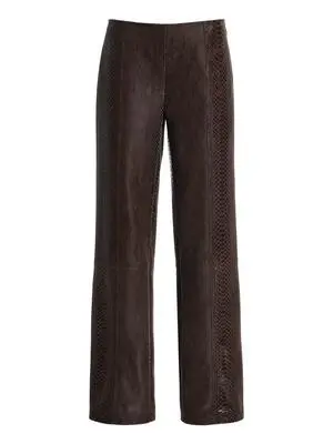 Paris Georgia Python-embossed Leather Straight-leg Pants - Brown