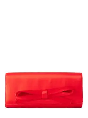 Carolina Herrera Ribbon Detailed Satin Clutch - Red