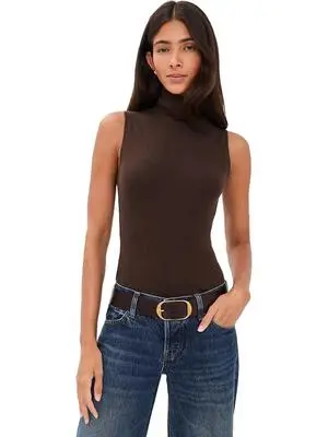 REFORMATION Colbie Knit High Neck Top - Mole