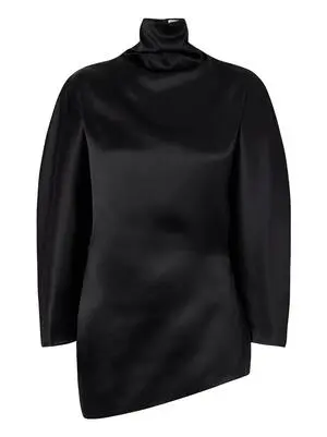 Khaite Harlow Gathered Satin Blouse - Black