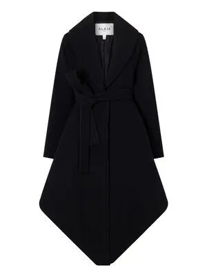 Alaïa Belted Draped Virgin Wool Coat - Black