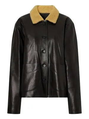 Khaite Wilson Leather And Shearling-trimmed Jacket - Black